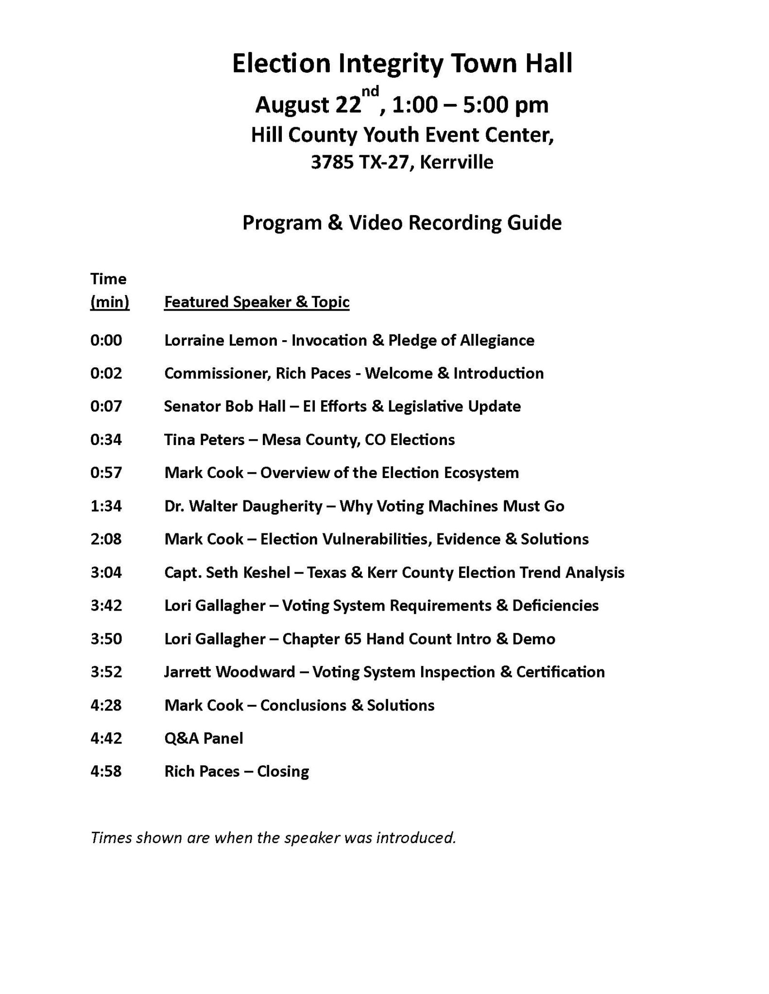 Successful Election Integrity Town Hall – Rich Paces – Kerr County ...